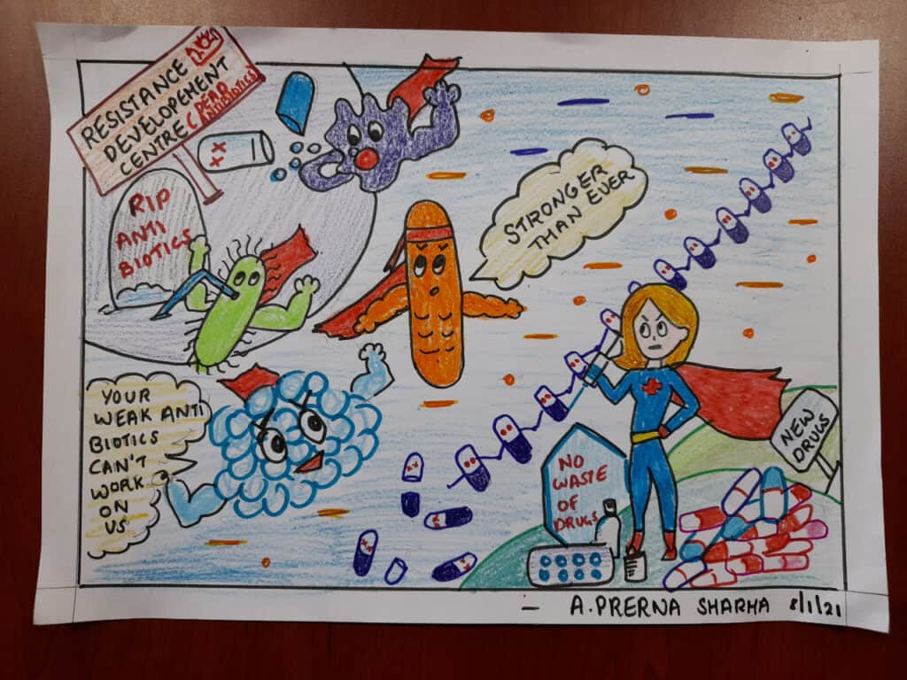 School children participate in poster making session on AMR